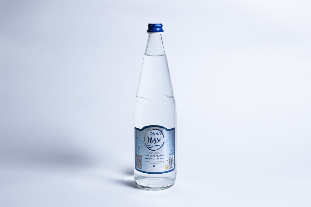 Nissi Greek Mountain Spring Water Glass Bottle 1Ltr (12pc) | Agora